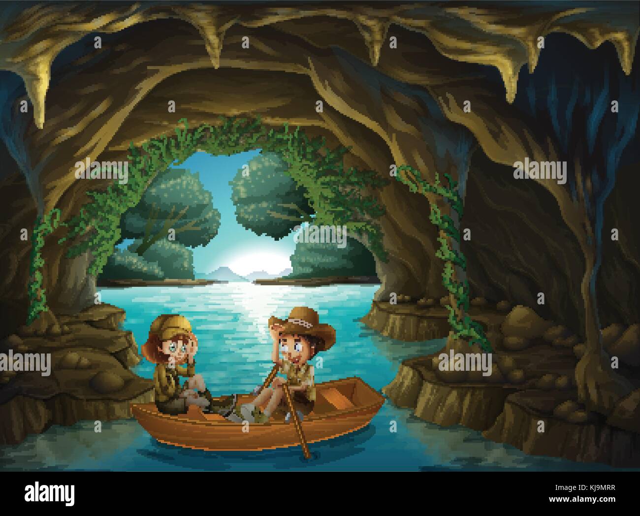 Two girls boat rowing Stock Vector Images - Alamy