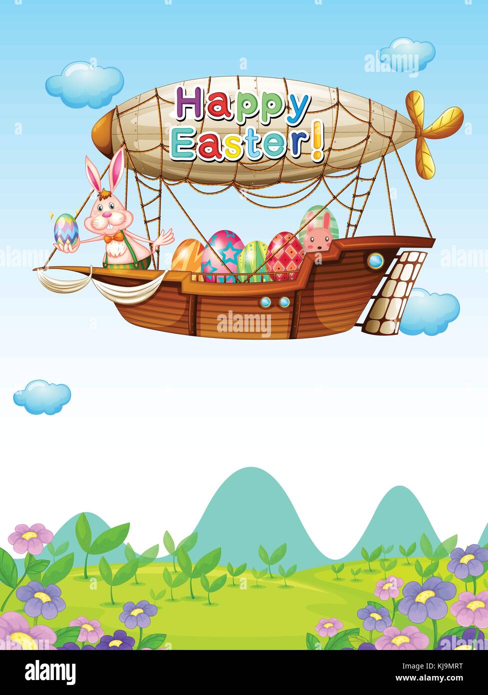 Illustration of a happy easter greeting in the sky Stock Vector Image ...
