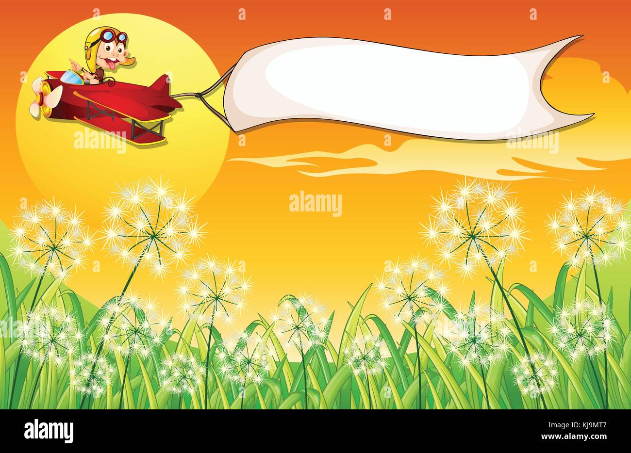 Illustration of an airplane with the empty banner Stock Vector Image ...