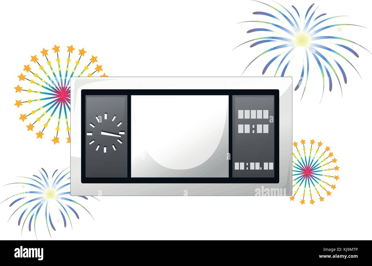 Illustration of a scoreboard with fireworks on a white background Stock ...