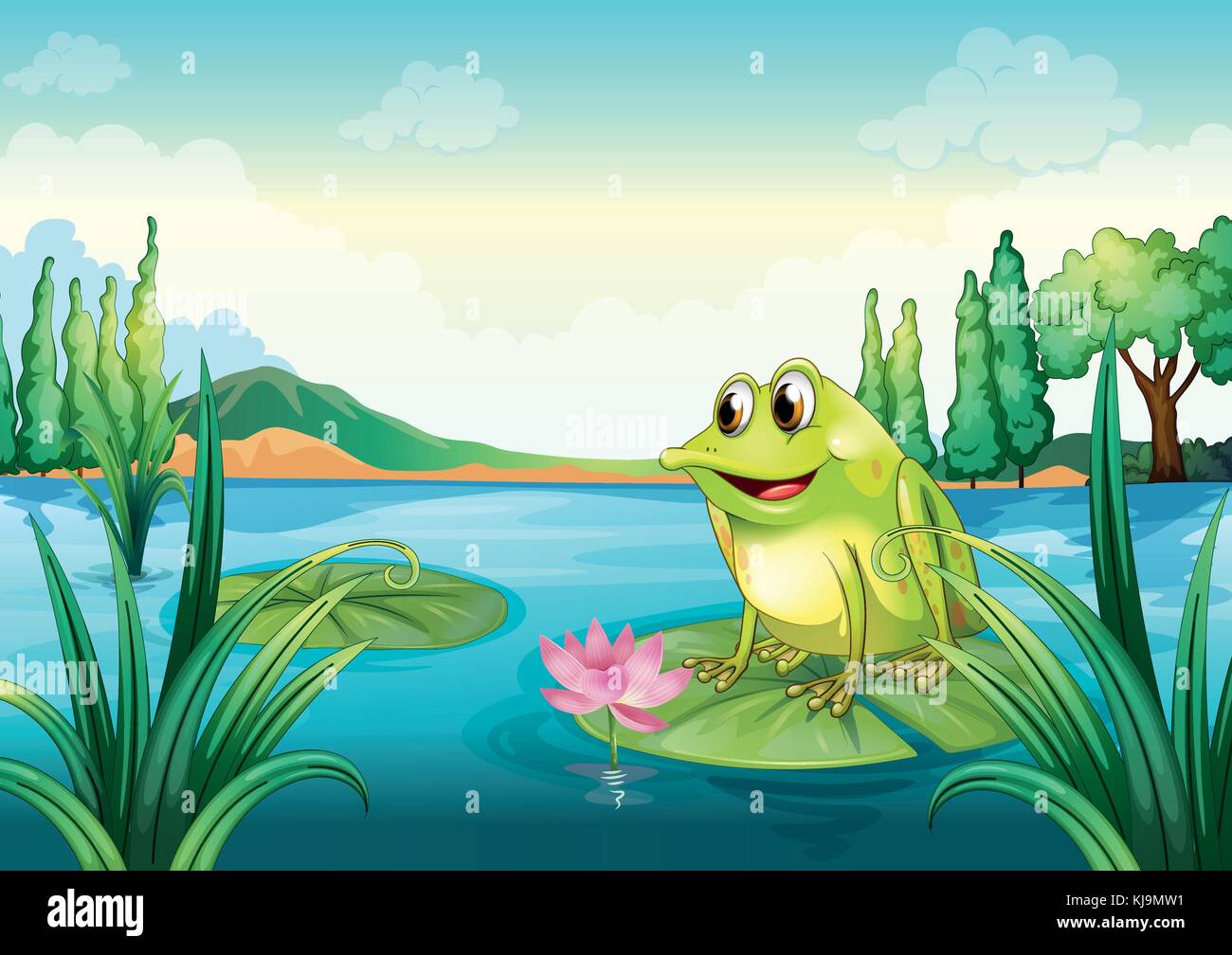 Illustration of a frog at the river Stock Vector Image & Art - Alamy