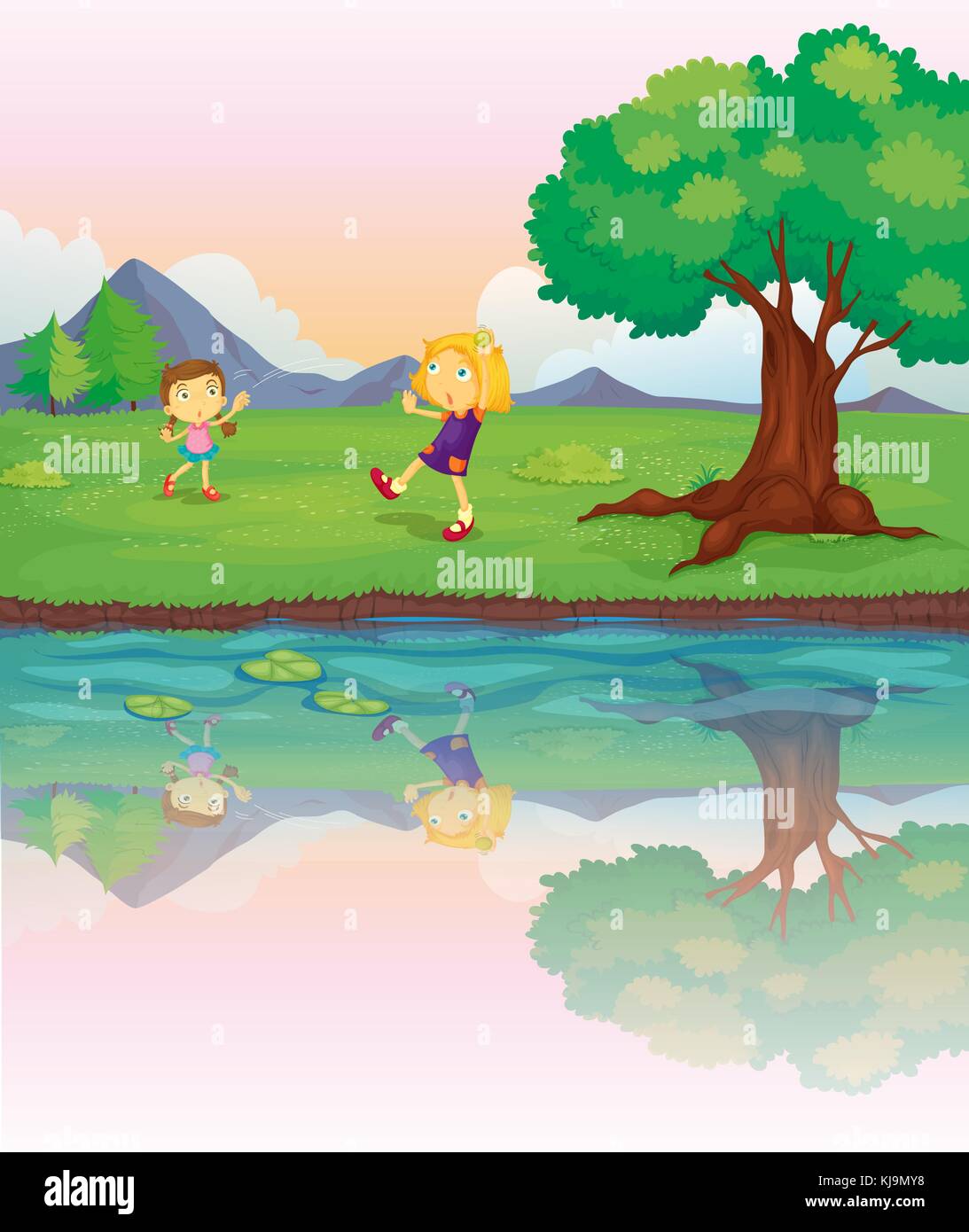 Children riverbank Stock Vector Images - Alamy