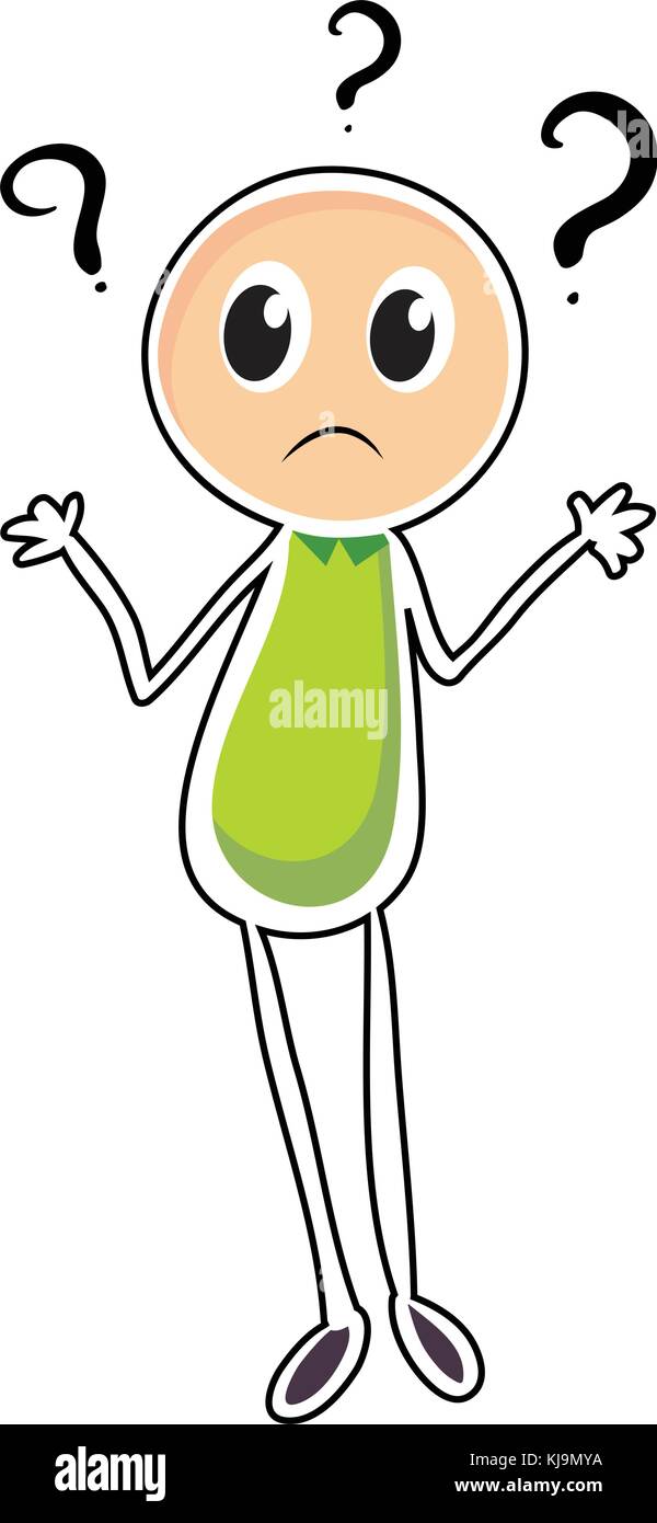 Illustration of a sketch of a puzzled boy on a white background Stock ...