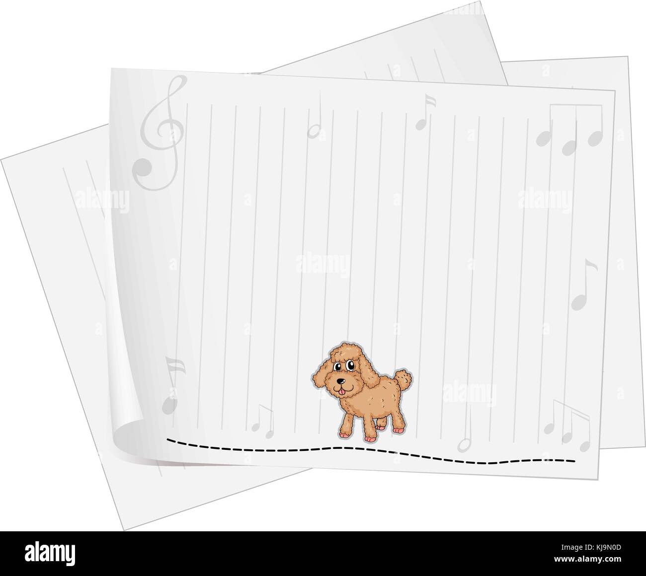 Illustration of a paper with a dog print on a white background Stock ...