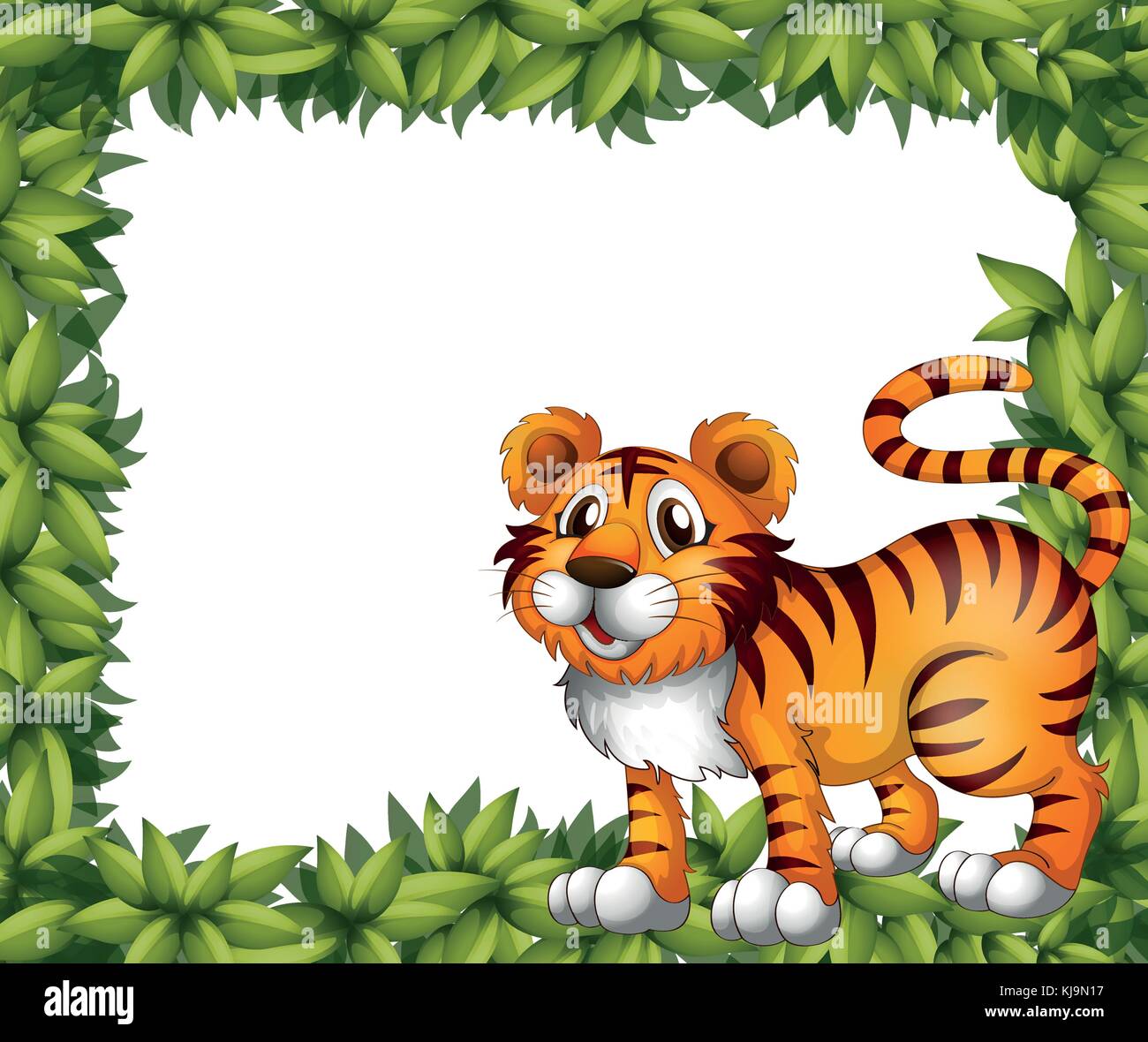 Cute tiger green leaves Stock Vector Images - Alamy