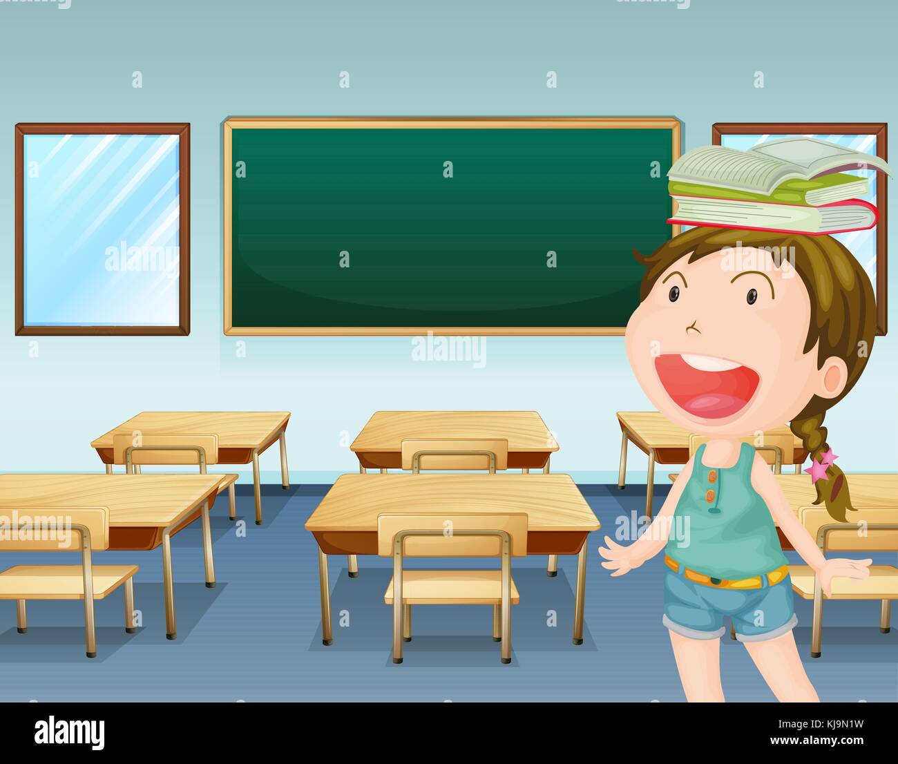 Illustration of a young girl inside a classroom Stock Vector Image ...