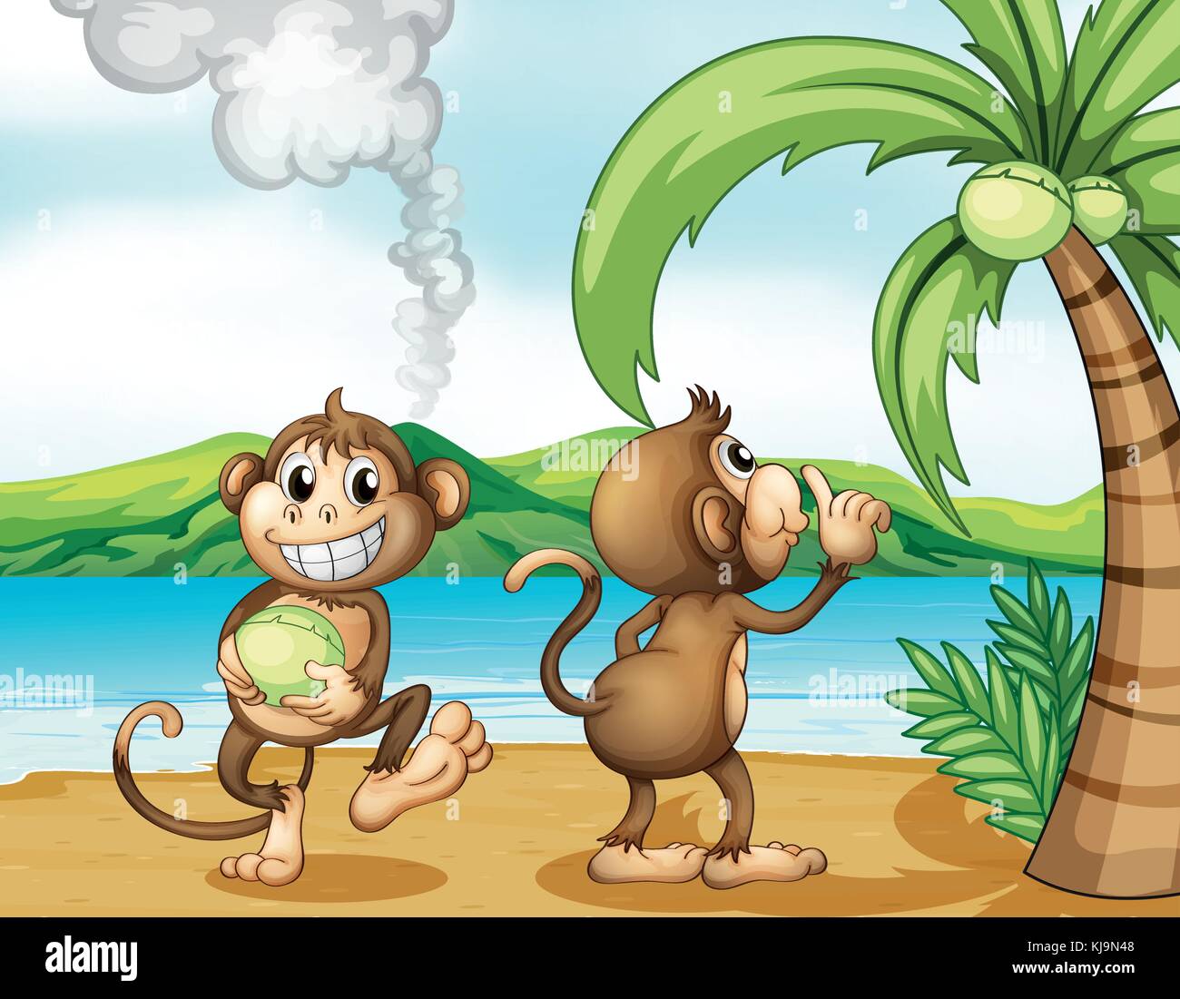 Illustration of two monkeys at the beach Stock Vector Image & Art - Alamy