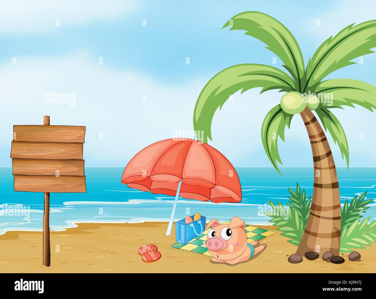 Illustration of a pig near the beach Stock Vector Image & Art - Alamy