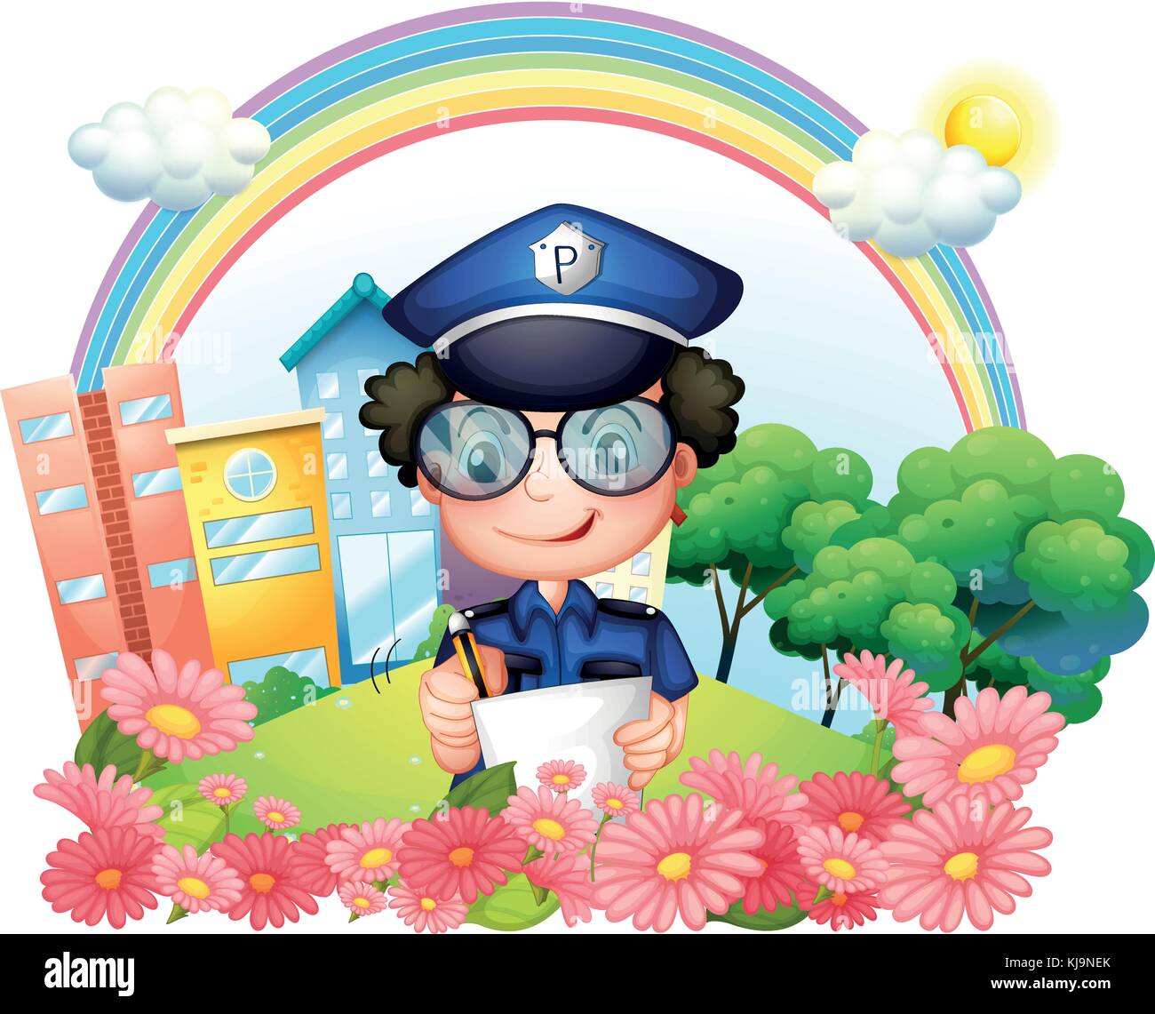 Policeman flowers Stock Vector Images - Alamy