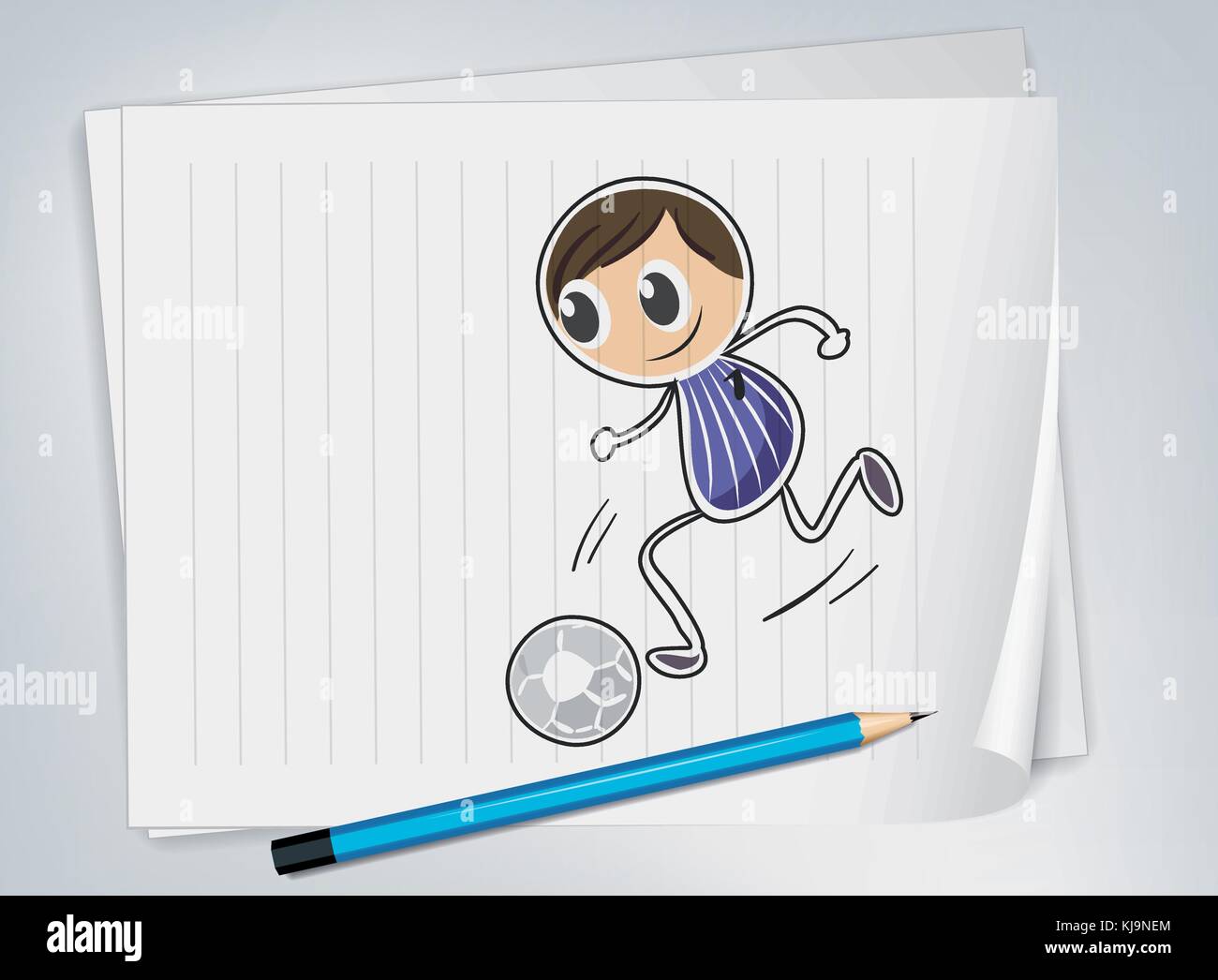 Illustration of a piece of paper with a soccer player on a white ...