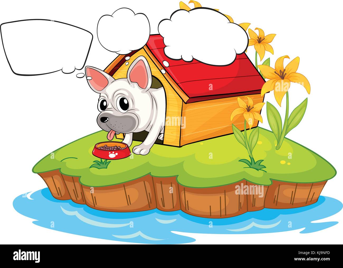 Illustration of a dog in the island with empty callouts on a white ...