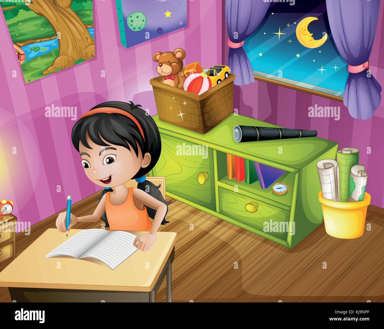 Girl inside a box Stock Vector Images - Alamy