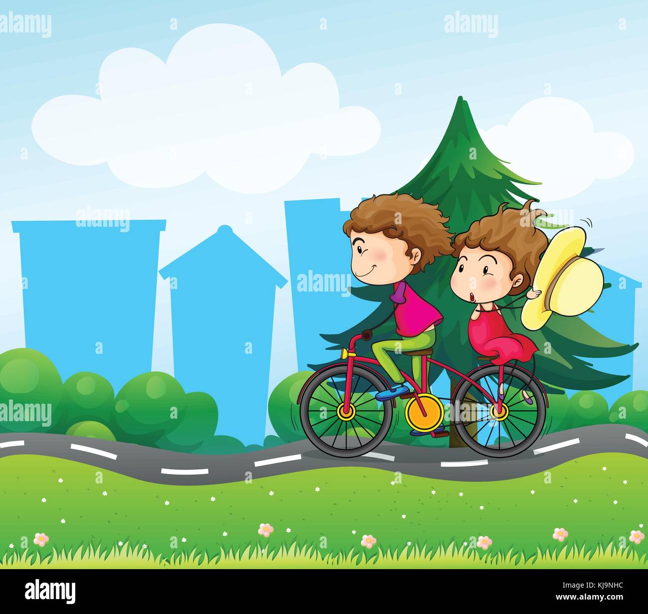 Two people bicycle Stock Vector Images - Alamy