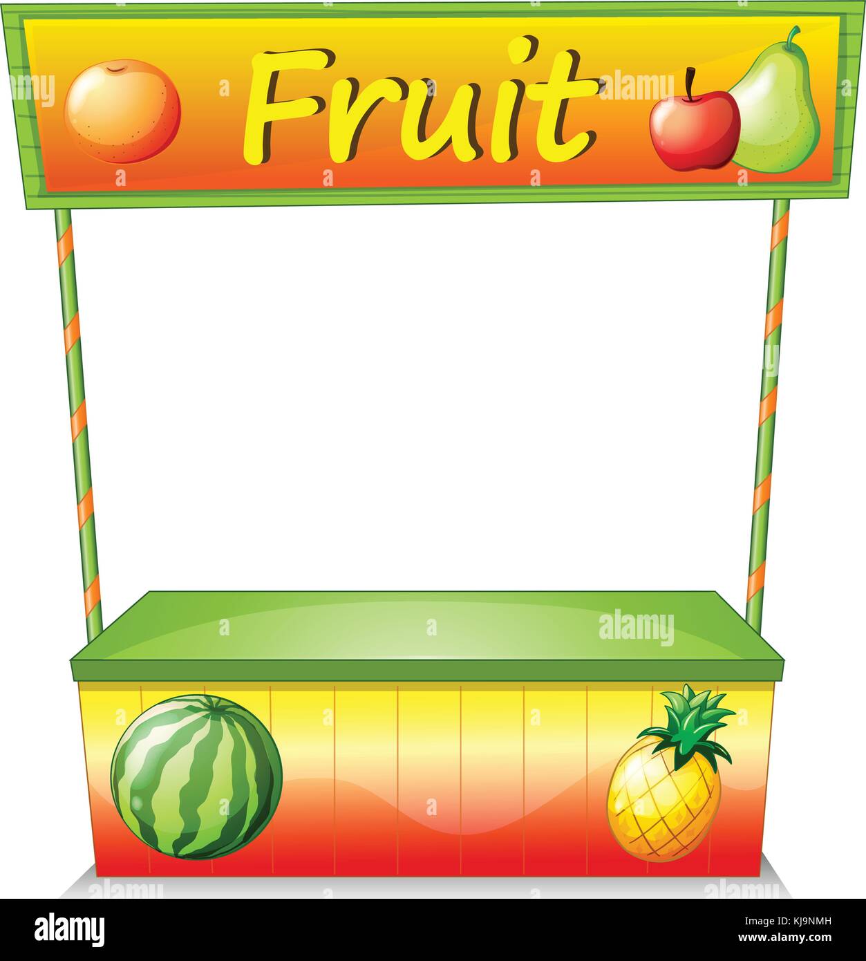 Illustration of a wooden fruit cart on a white background Stock Vector ...