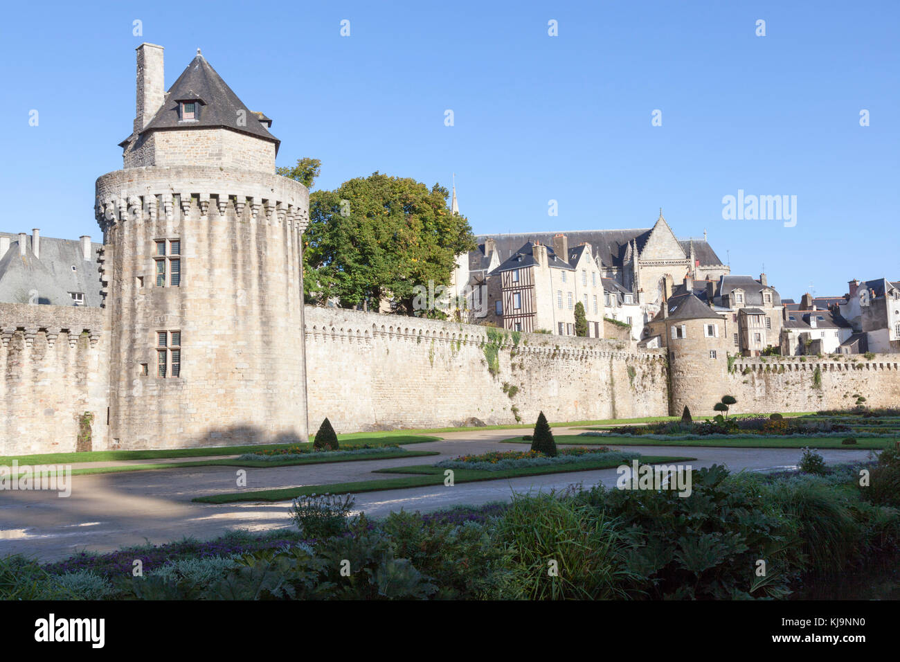 The ramparts of Vannes at drawing level with the Constable tower, the ...