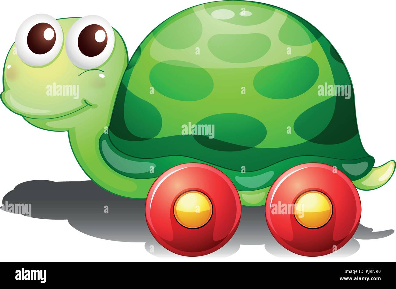 Illustration of a toy turtle with wheels on a white background Stock ...