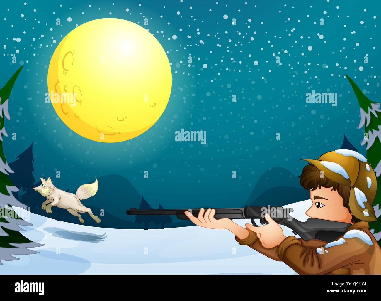 Illustration of a man hunting an animal Stock Vector Image & Art - Alamy