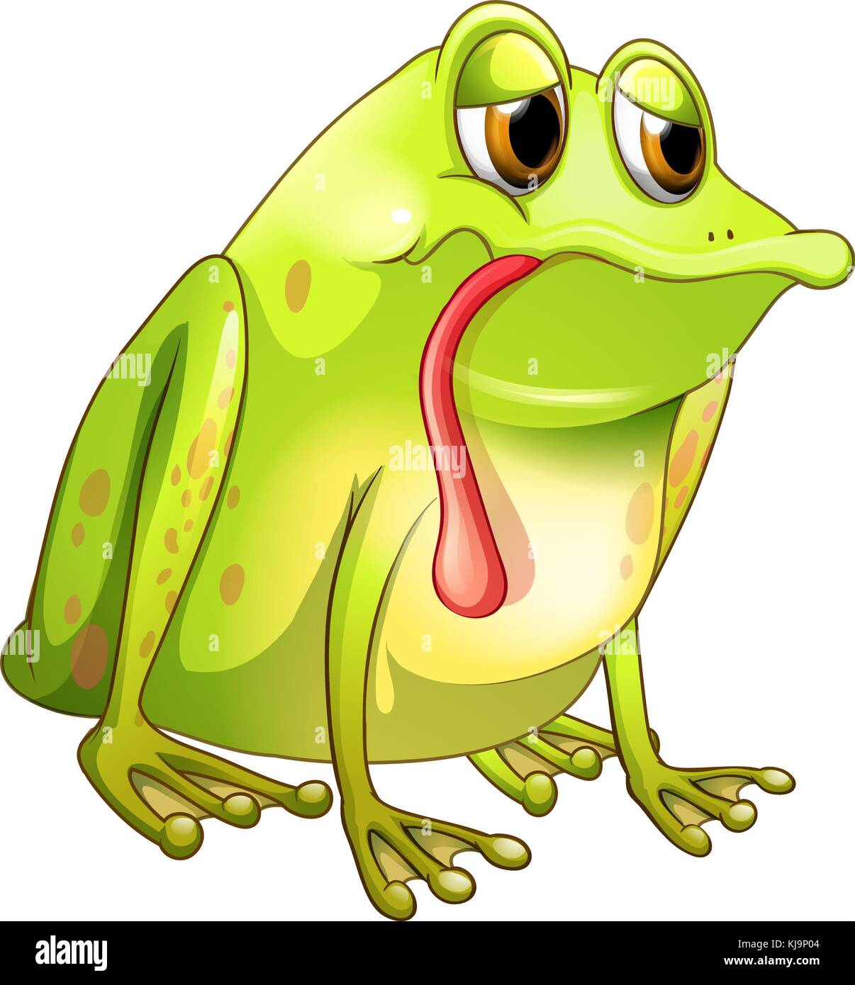 Illustration of a tired green frog on a white background Stock Vector ...