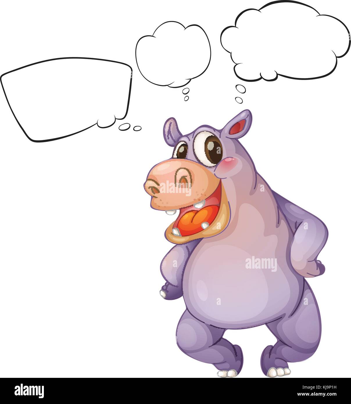 Illustration of a hippopotamus thinking on a white background Stock ...