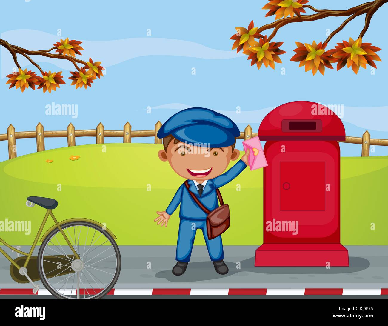 Illustration of a mailboy beside a mail box Stock Vector Image & Art ...