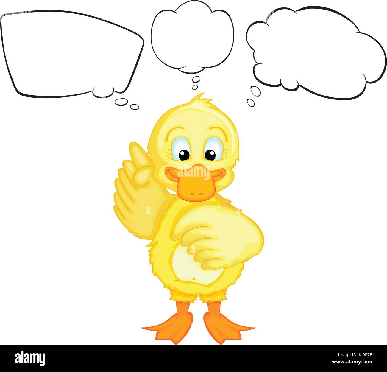Illustration of a yellow duckling thinking on a white background Stock ...