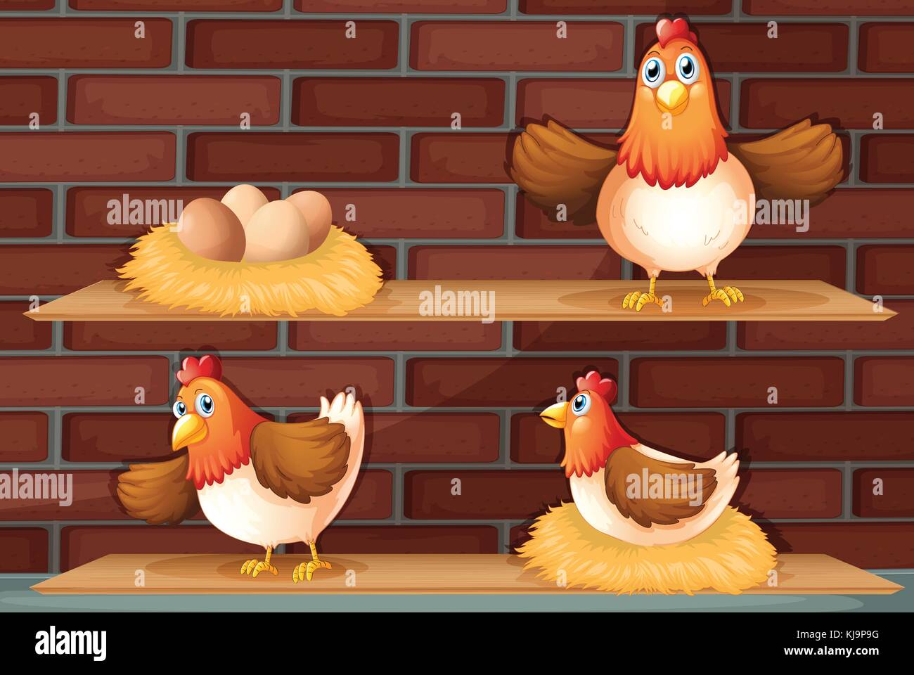 Hen hatching eggs cartoon illustration hi-res stock photography and ...