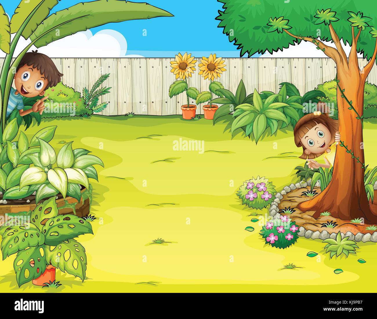 Girl Hiding Behind Tree Clipart