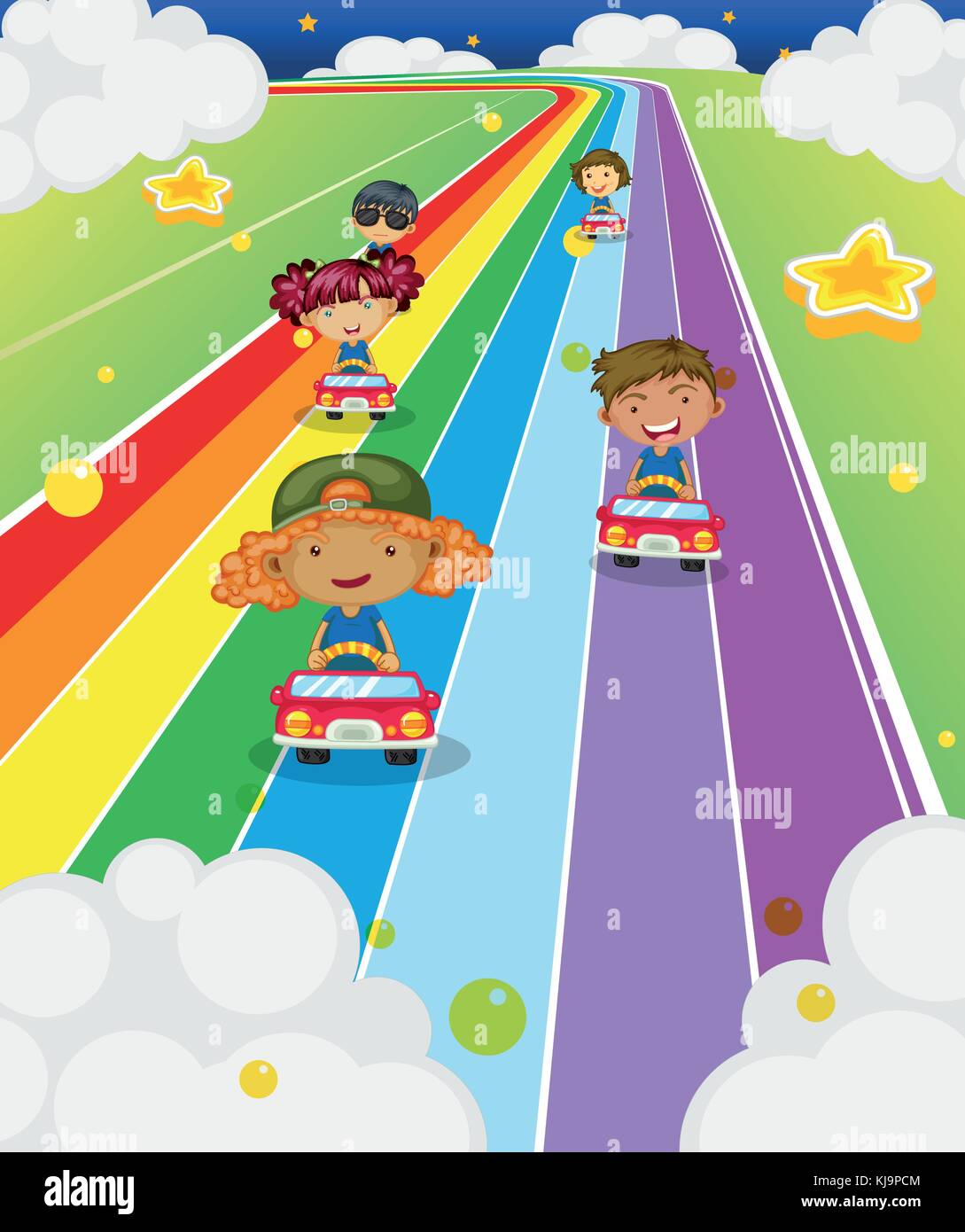 Illustration of the five kids racing Stock Vector Image & Art - Alamy