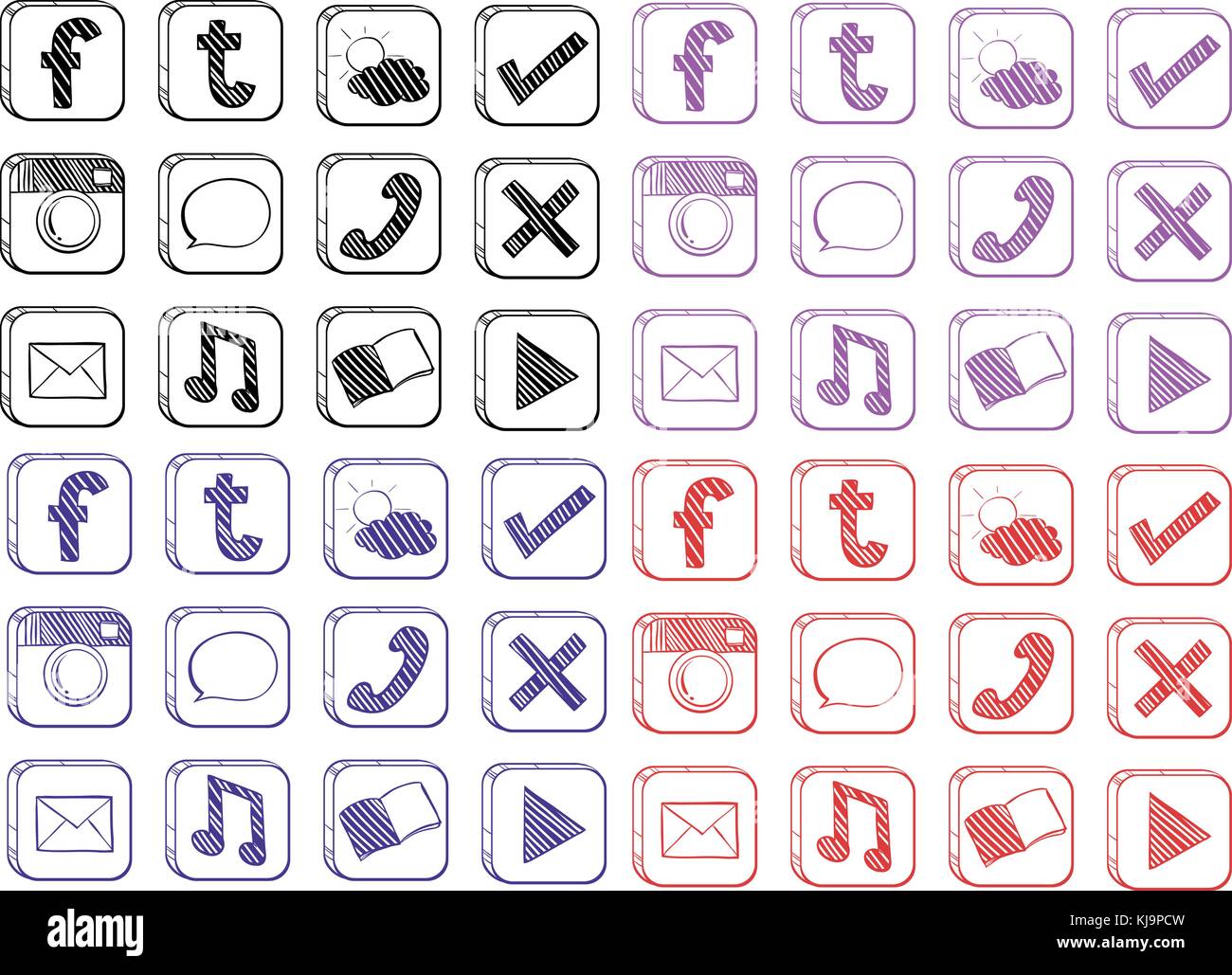 Illustration of the different kinds of icons on a white background ...