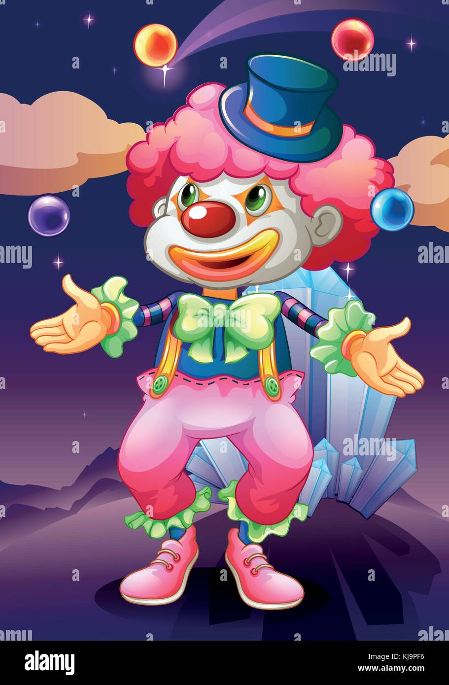 Illustration of the clown with his magic balls Stock Vector Image & Art ...