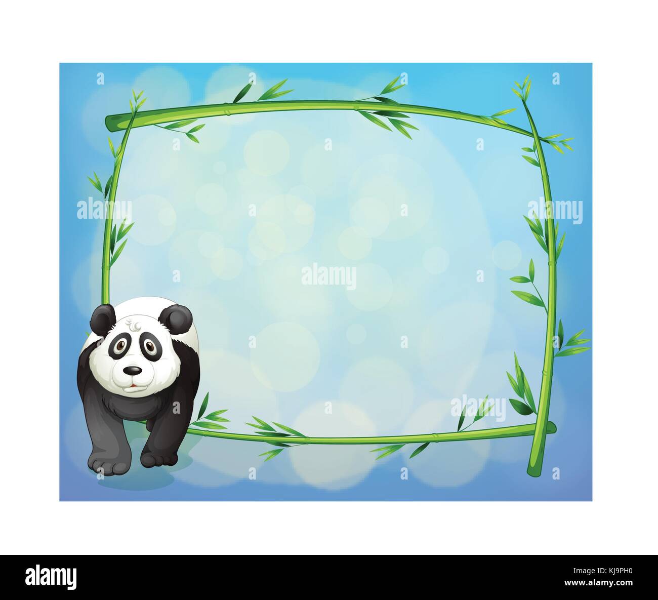 Illustration of a panda standing beside a bamboo frame Stock Vector ...