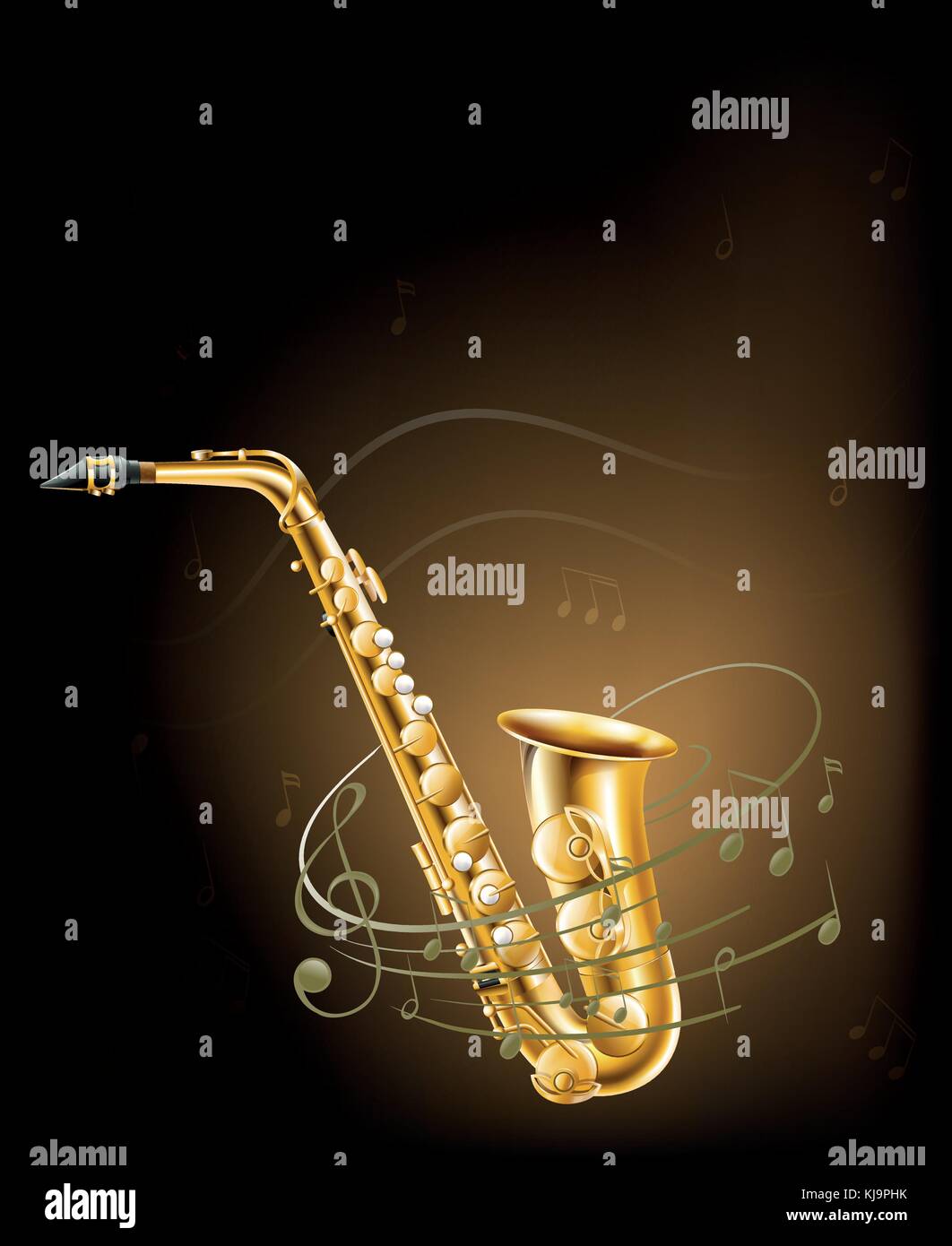 Illustration of a saxophone with musical notes Stock Vector Image & Art ...