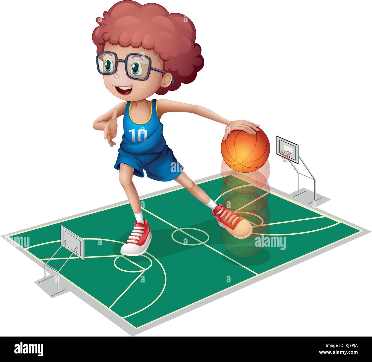 Illustration of a giant player in a small court on a white background ...