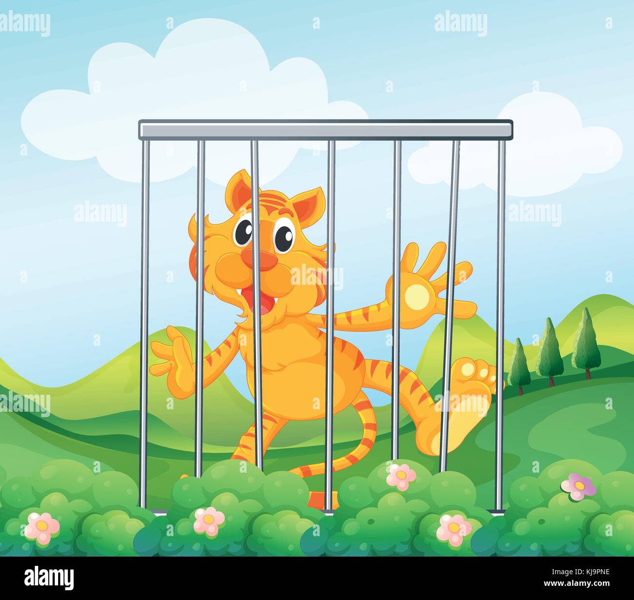 Caged Tiger Stock Vector Images - Alamy