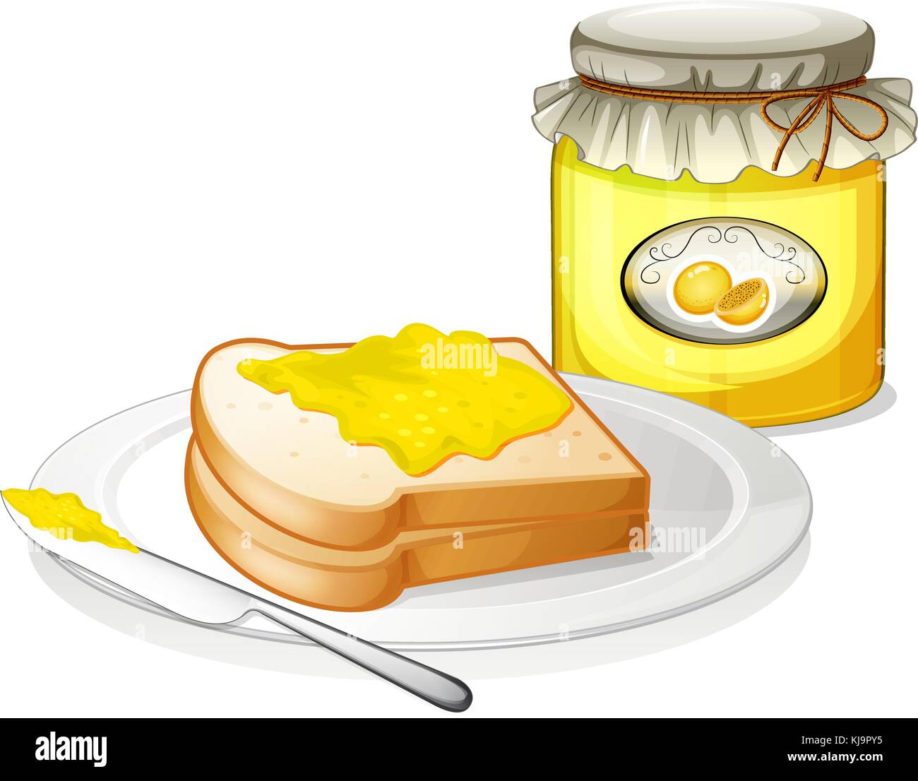 Illustration of a bread with a sandwich spread on a white background ...
