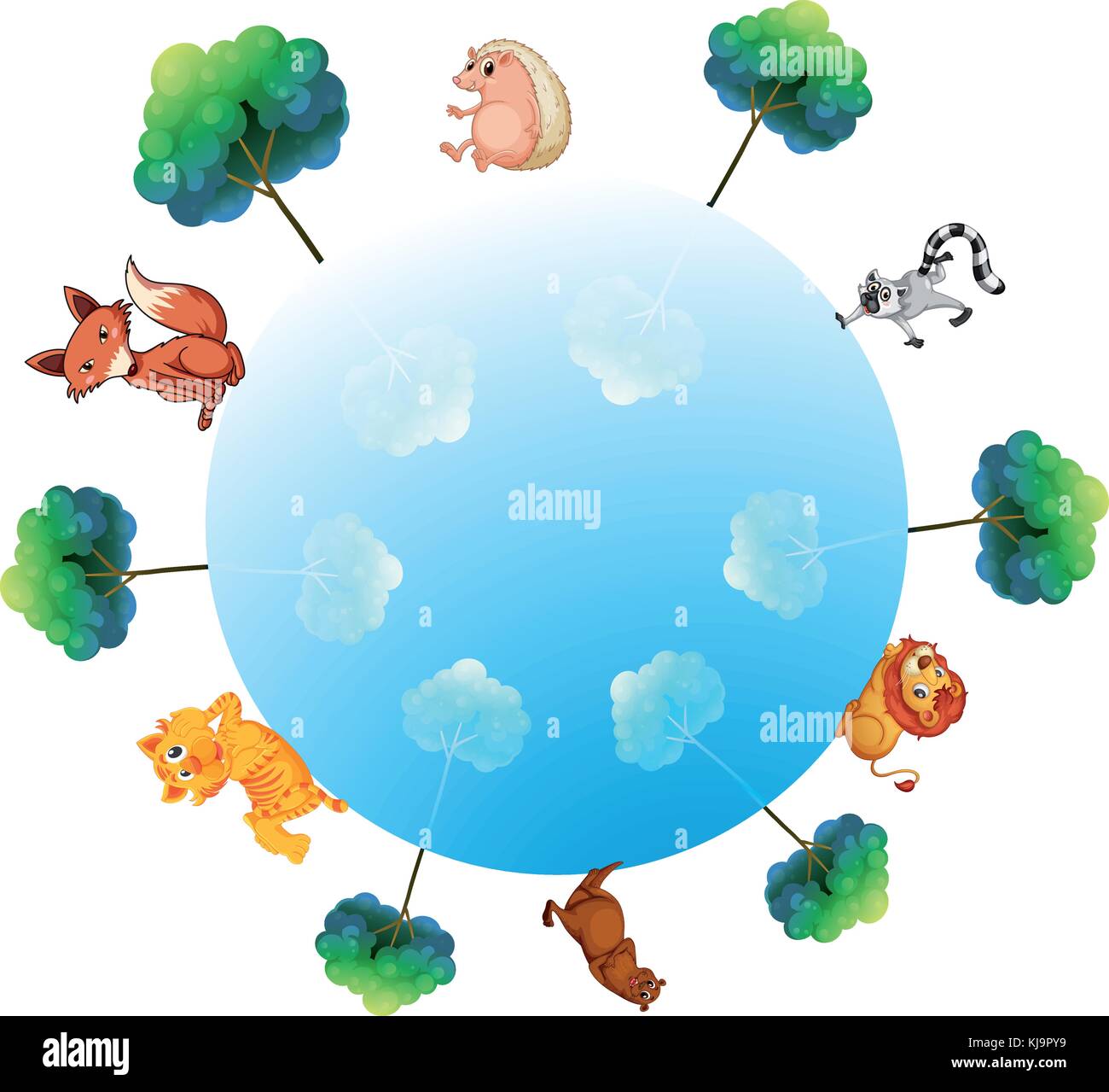 Illustration of the representation of the earth with animals and plants ...