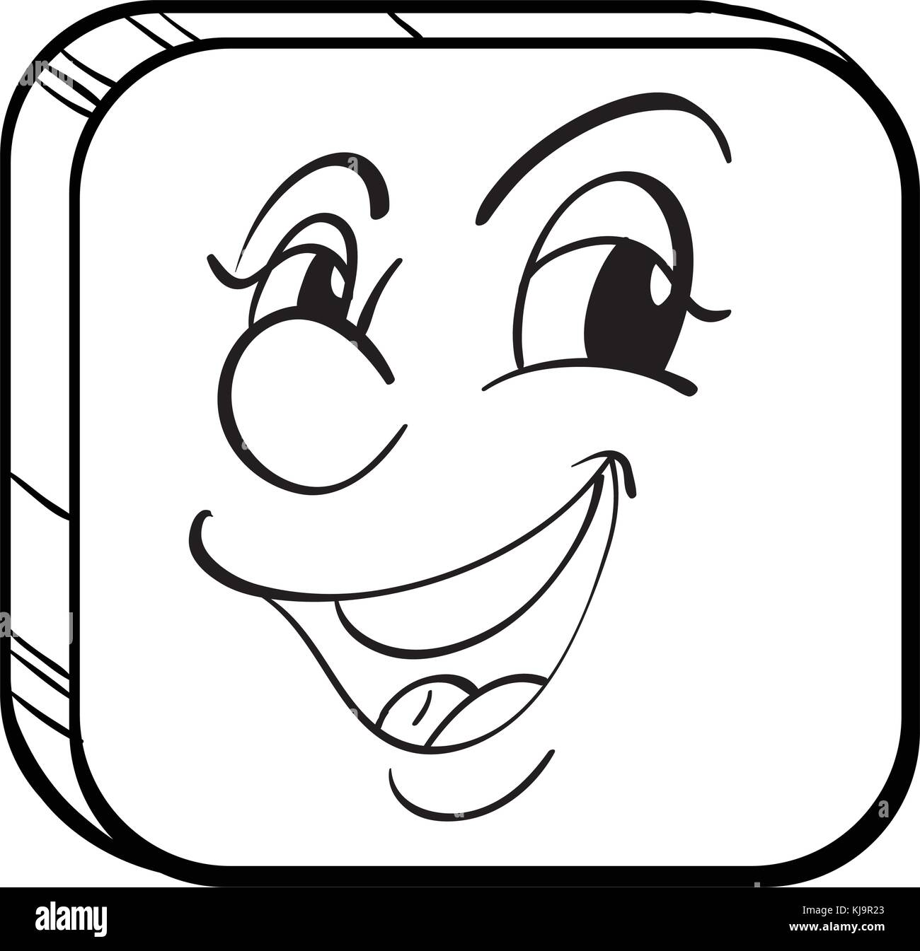 Illustration of a cube with a happy face on a white background Stock ...