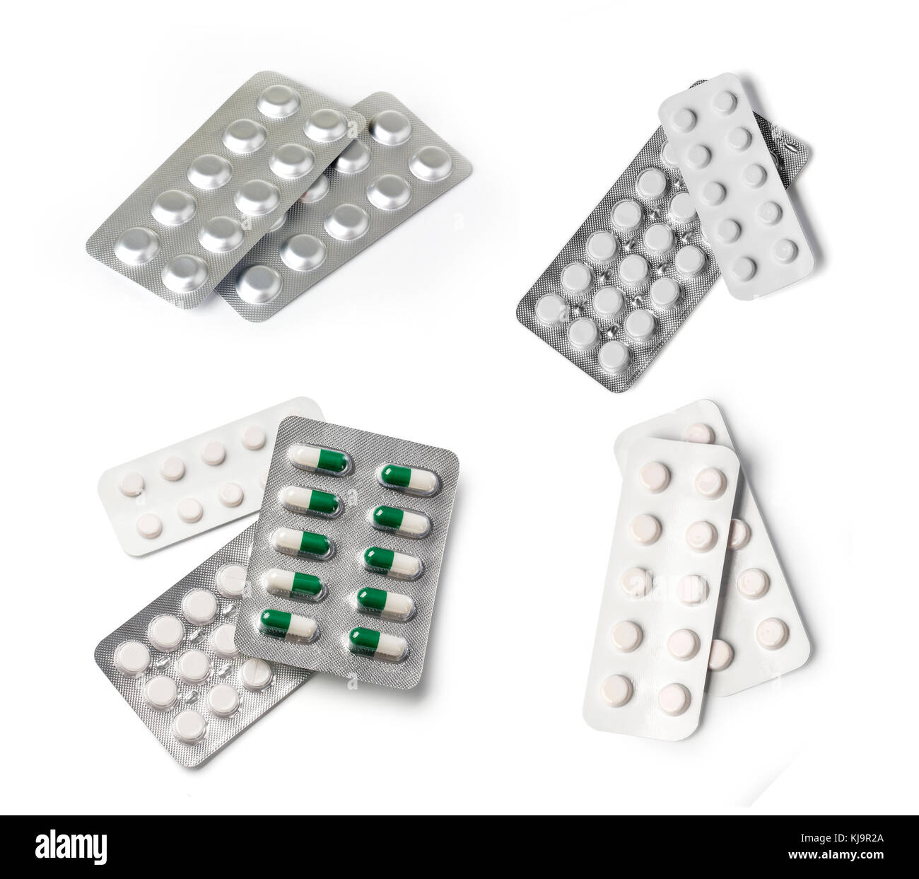 different pills isolated on white isolated on white with clipping path ...
