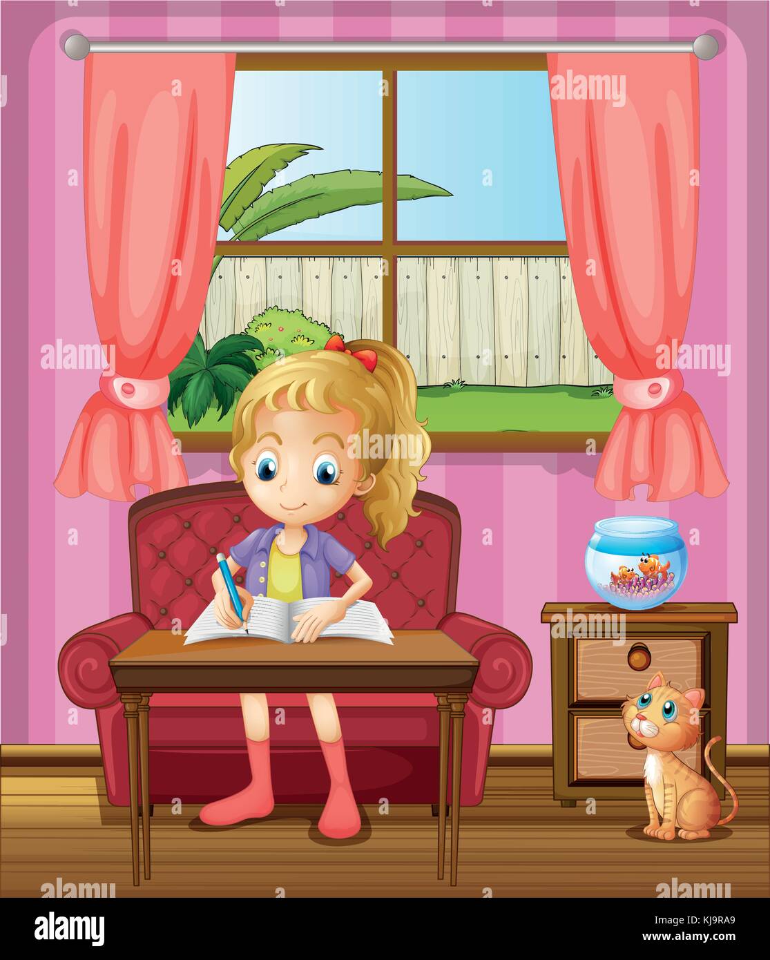 Woman inside a garden house Stock Vector Images - Alamy