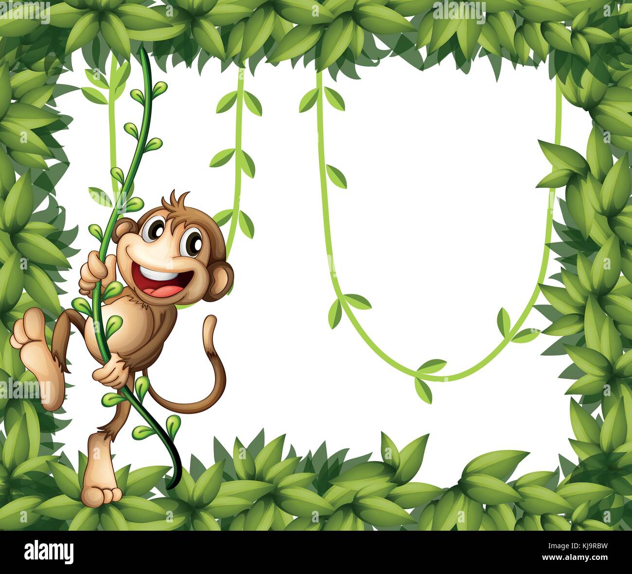 Illustration of a monkey in a leafy frame Stock Vector Image & Art - Alamy