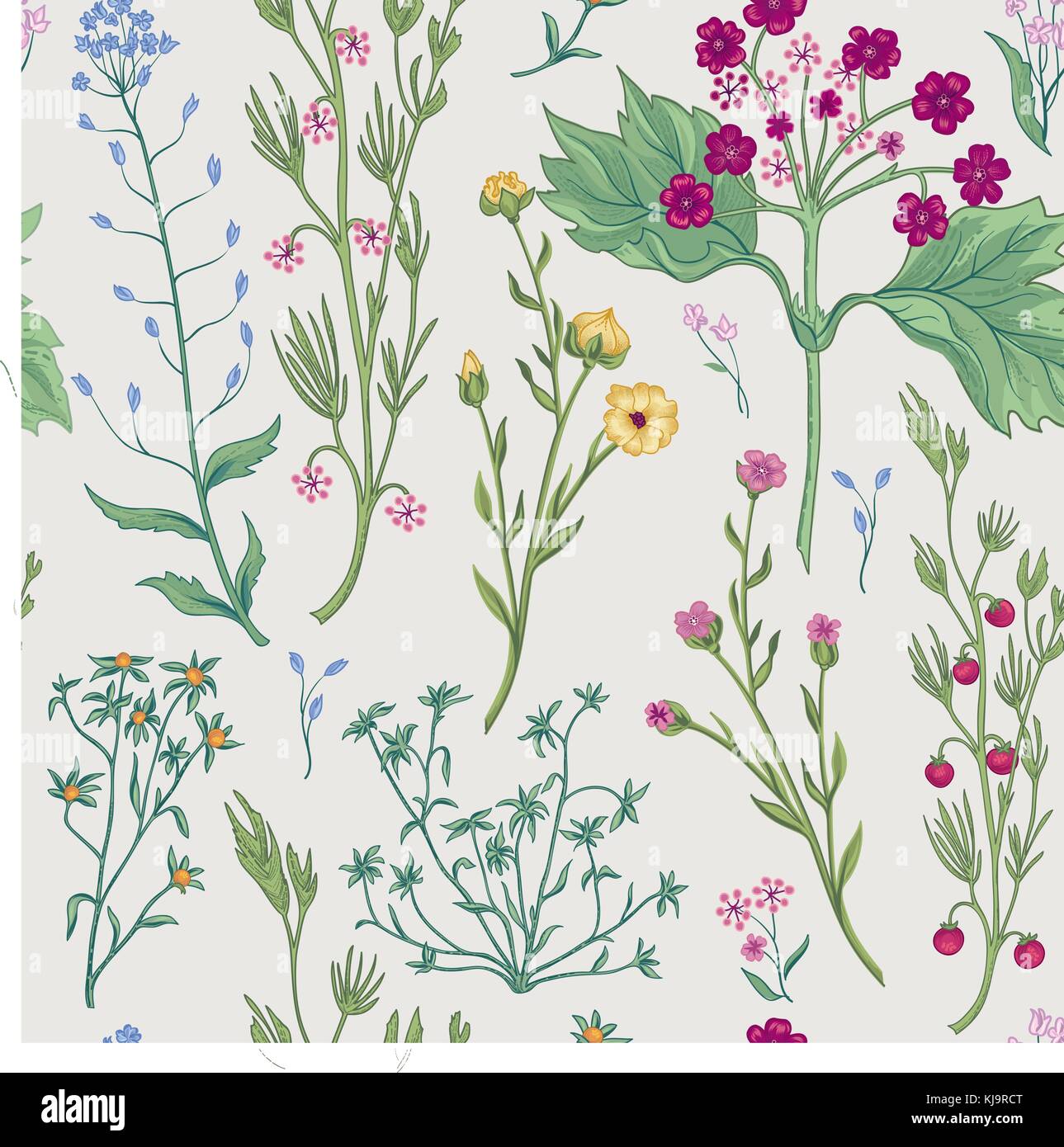Floral seamless pattern. Nature vegetation background. Flourish ...