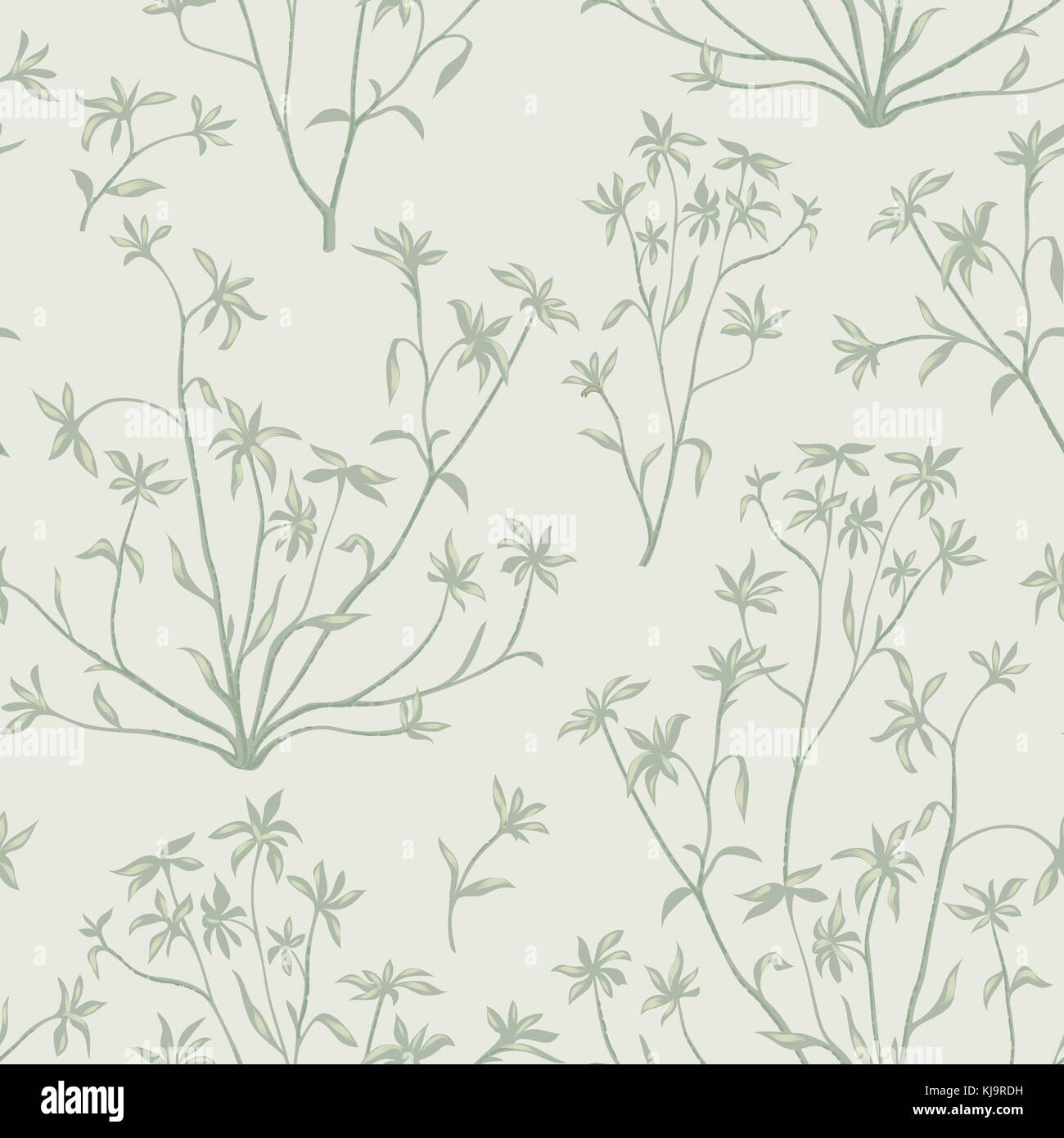 Floral leaves seamless pattern. Wild nature retro background. Flourish ...