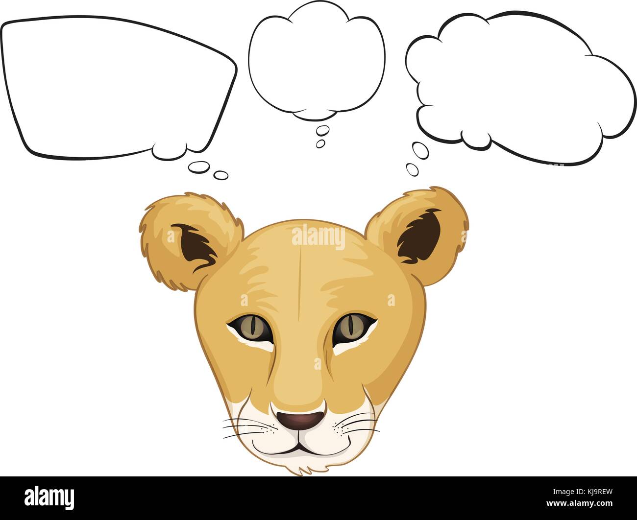 Illustration of a head of a tiger with empty thoughts on a white ...