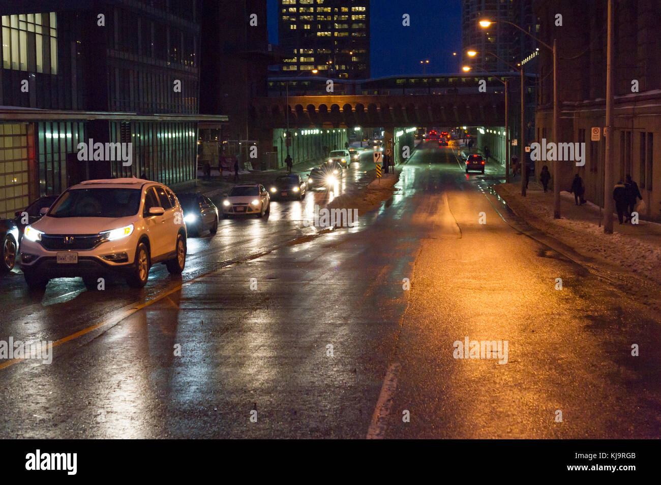 Toronto Bay Street at night Stock Photo - Alamy