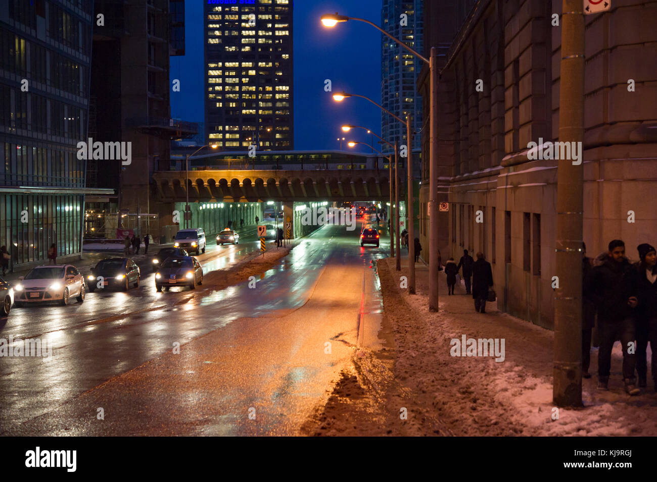 Toronto Bay Street at night Stock Photo - Alamy