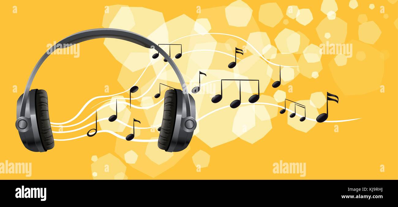 Illustration of a headset and the musical notes Stock Vector Image ...