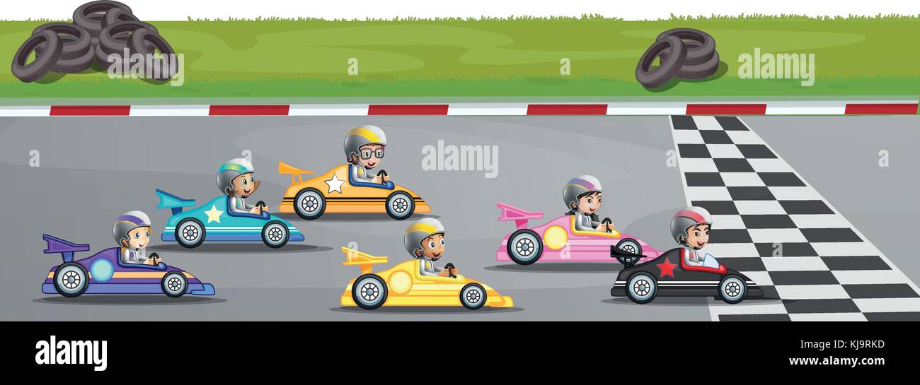 Illustration of a car racing competition Stock Vector Image & Art - Alamy