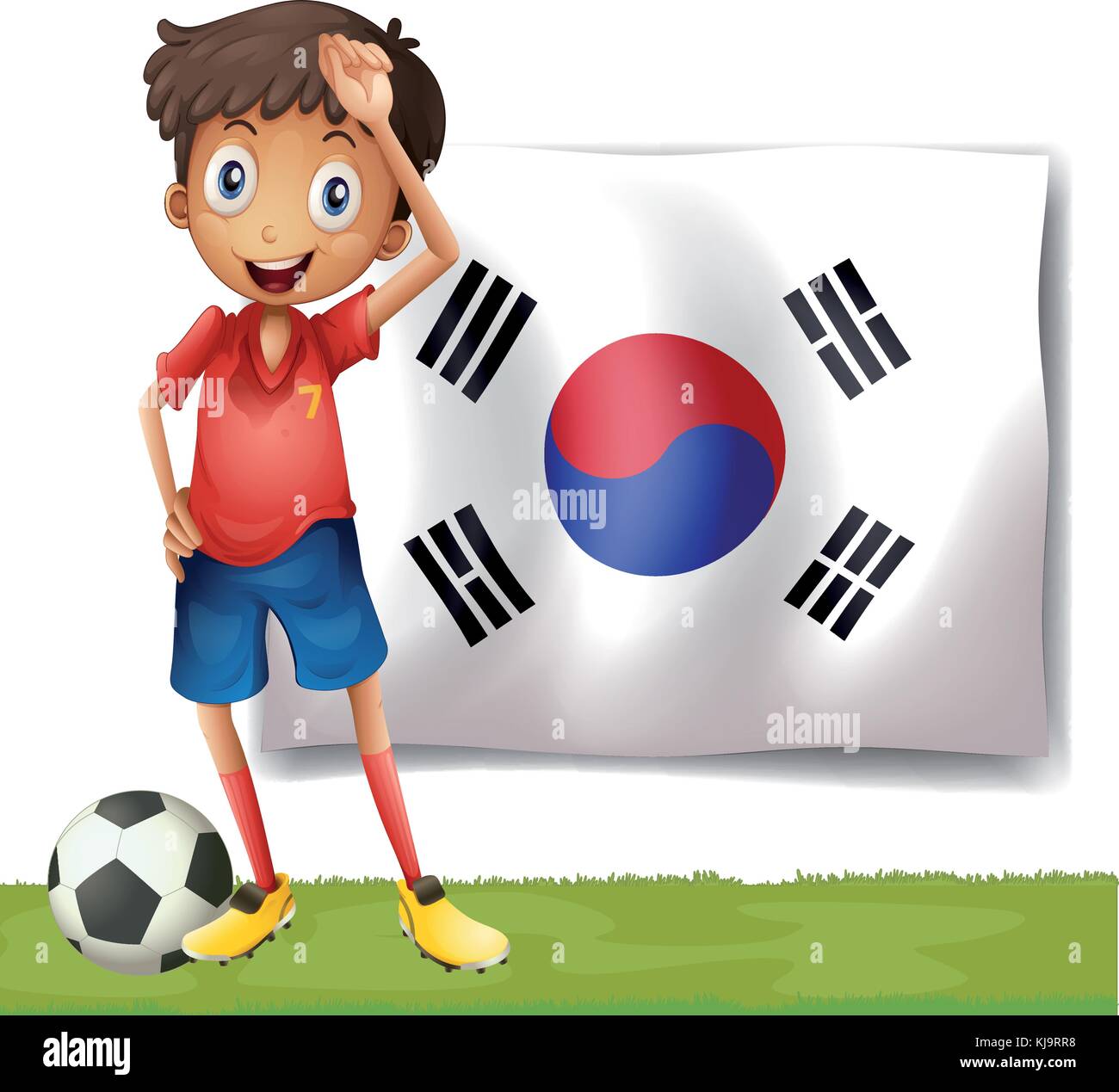 Illustration of the Korean flag at the back of the soccer player on a ...