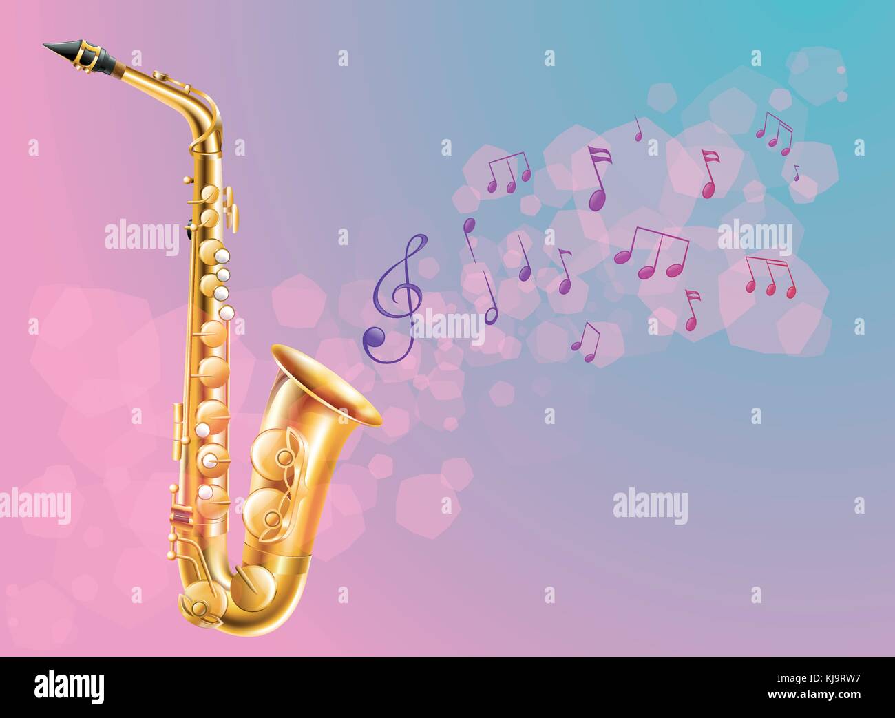Illustration of a saxophone with musical notes Stock Vector Image & Art ...