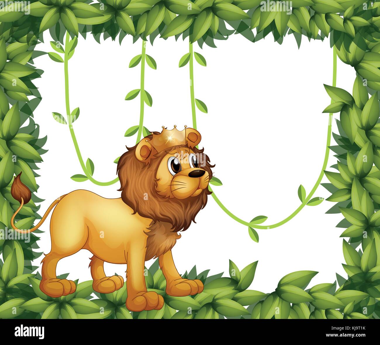 Illustration of a king lion in a leafy frame Stock Vector Image & Art ...